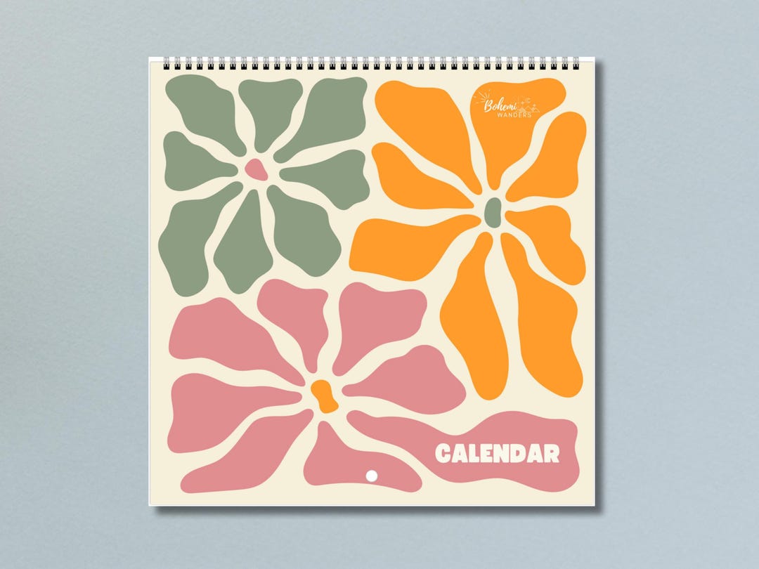 2025 Retro Colorful Abstract Matisse Style Floral Calendar Vibrant ...