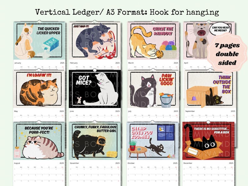 Funny Cat-vertisements Calendar • Pop Culture Parody, Custom Start - Etsy
