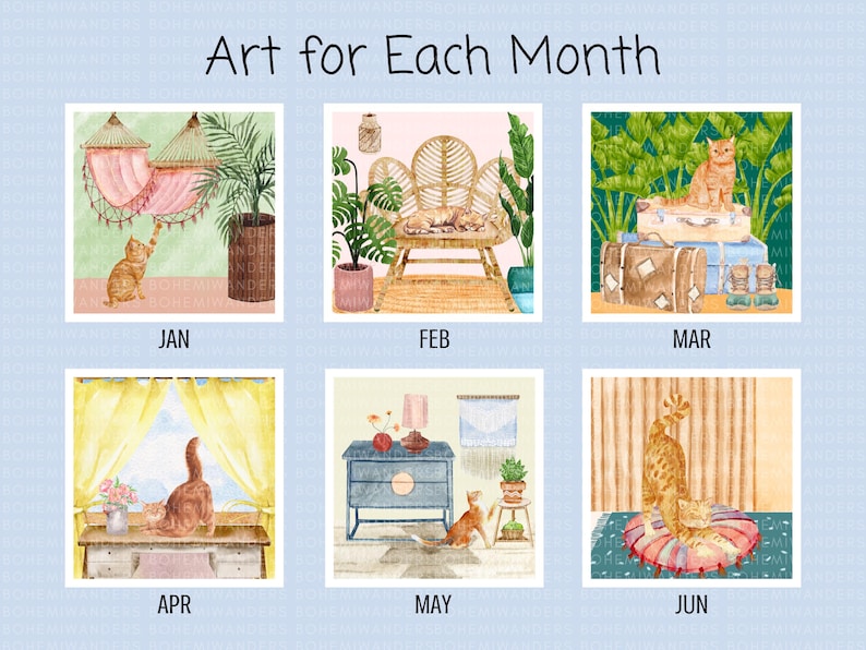Ginger Cat Lover Wall Calendar – 2026 2027 Watercolor Calendar for ...