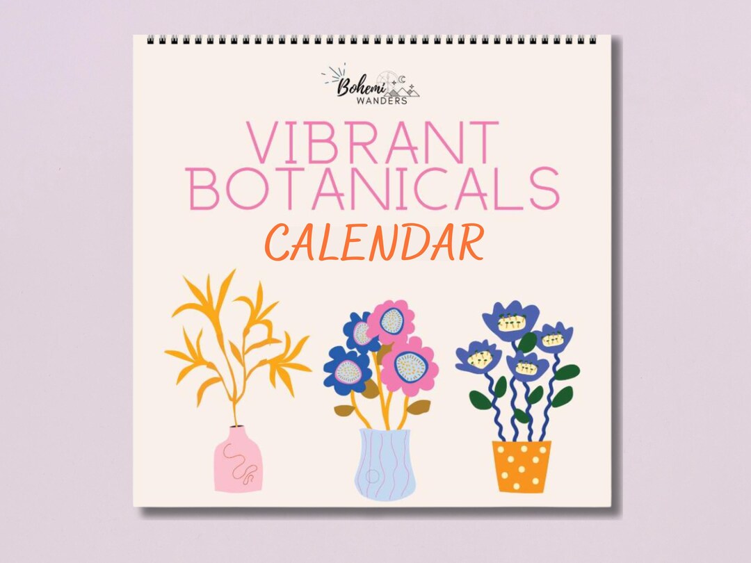 Abstract Floral Botanicals 2026 2027 Wall Calendar, Boho Flowers and ...
