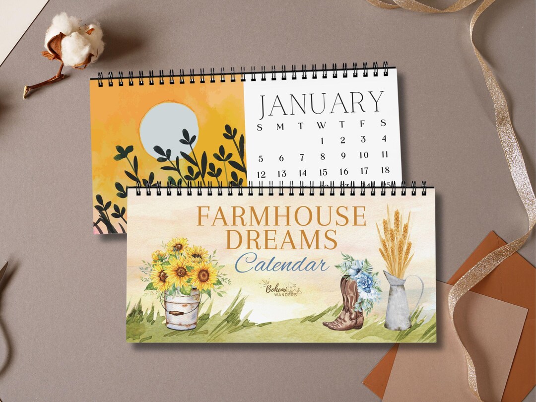 2026 Rustic Farmhouse Desk Calendar – Countryside Watercolor Art - Etsy