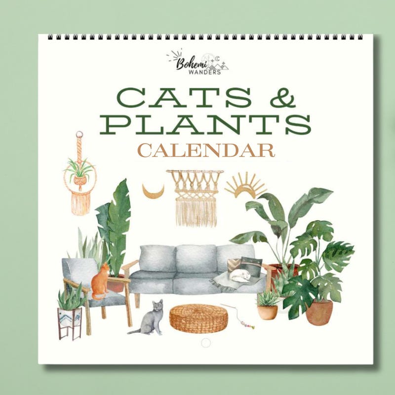 Calendar 2026 Cats Plants - Etsy