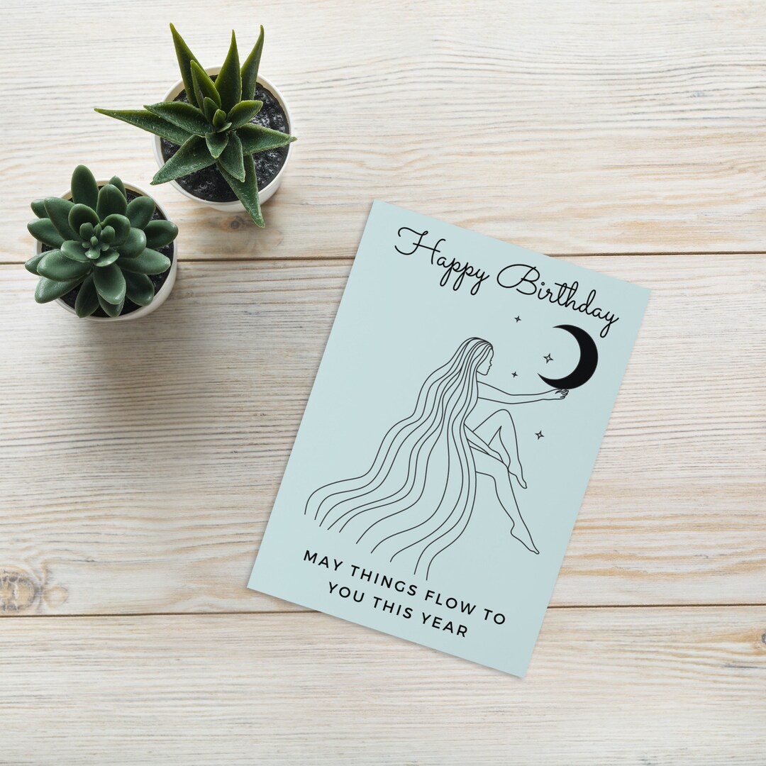 Moon Goddess Birthday Greeting Card, Minimalist Divine Feminine ...