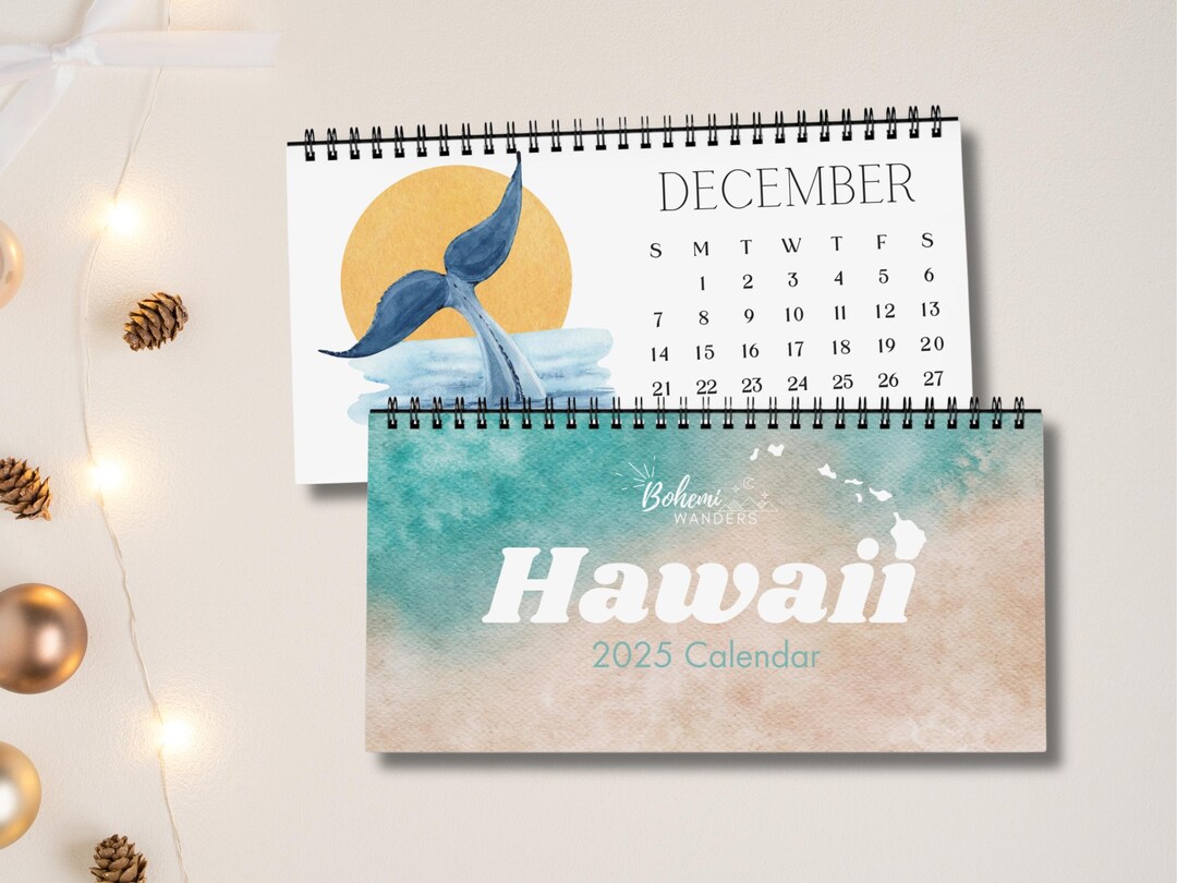 2025 Hawaii Beach Desk Calendar, Tropical Vibes 12 Month Calendar ...