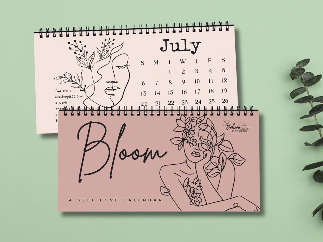 2025 Self-love Bloom Desk Calendar Empowering Floral Line Art for Women ...