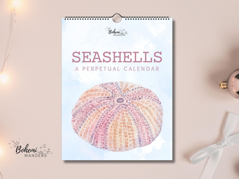 Watercolor Seashells Perpetual Calendar, Ocean Theme Anniversary ...
