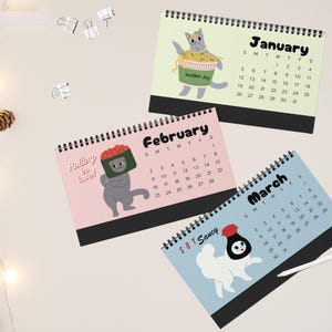 Kawaii Cats Kitchen Desk Calendar 2025, Cute Cats in Sushi Ramen and ...