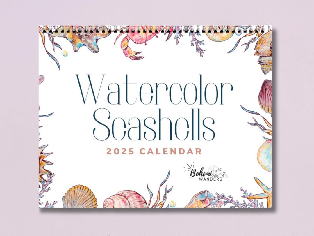 2026 Watercolor Seashells Wall Calendar – Nautical Coastal Calendar for ...