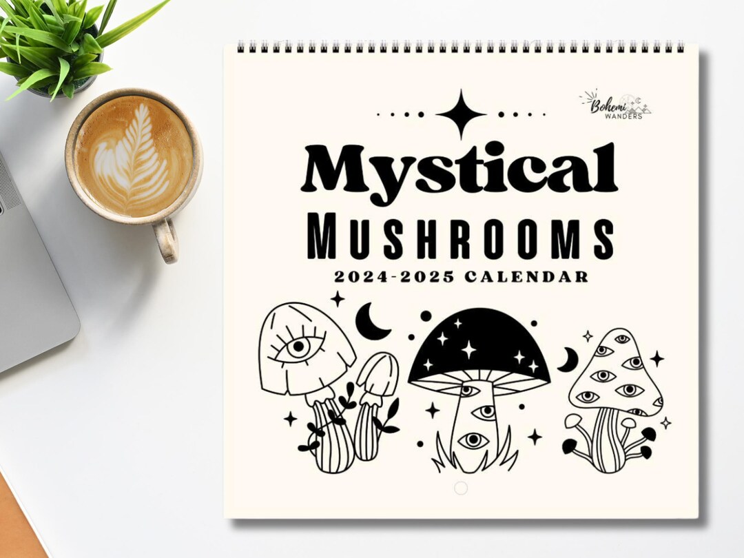 Calendrier mural académique champignons mystiques 2024-2025, calendrier ...