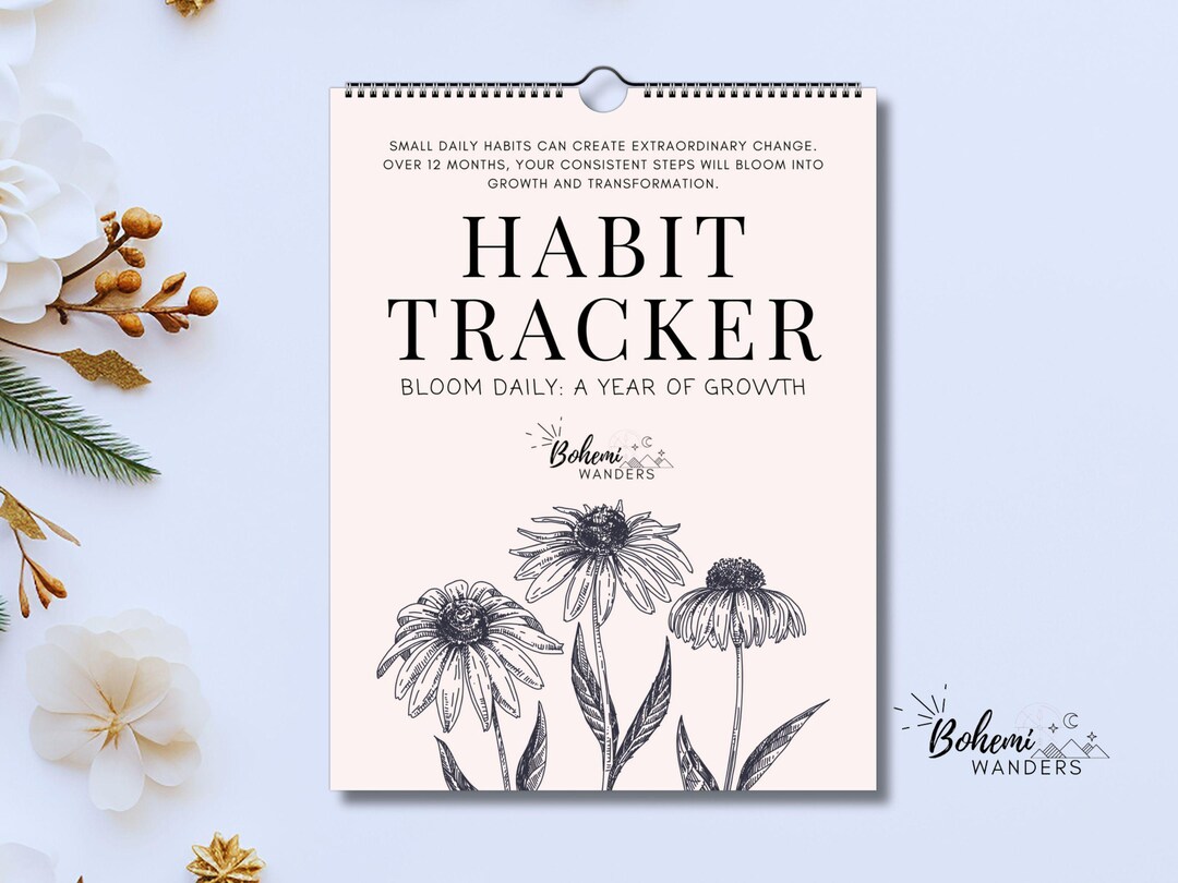 Floral Habit Tracker Wall Calendar - Bloom Daily, Yearly Growth - Etsy