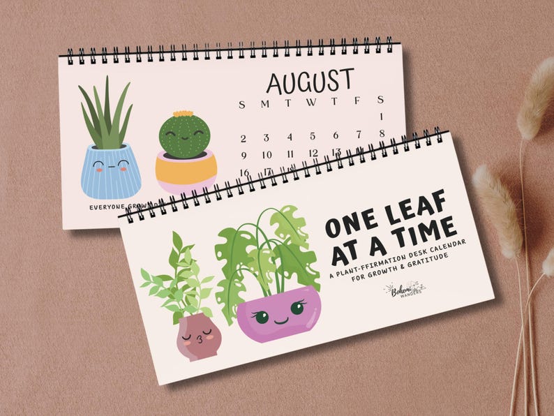 2026 2027 Kawaii Plant Affirmations Desk Calendar – Mental Wellness ...