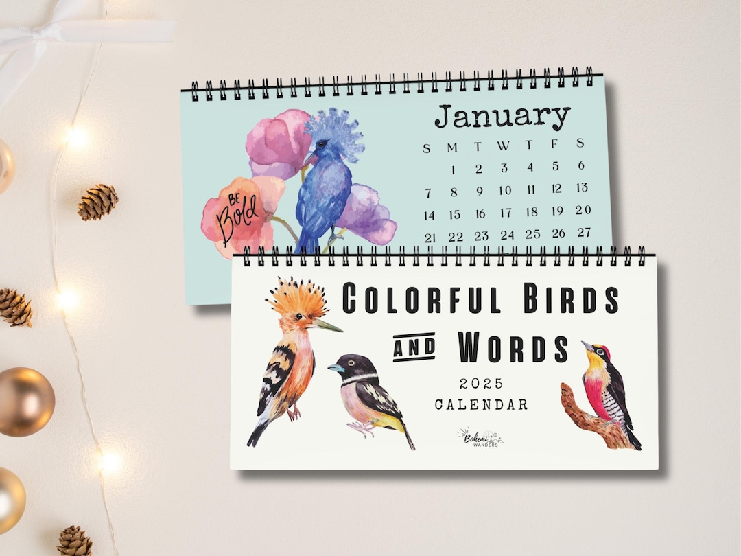 2026 Watercolor Birds Desk Calendar – Cute Whimsical Bird Calendar ...