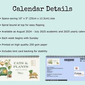 Cats and Plants 2024-2025 Mid-year Student Academic Desk Calendars ...