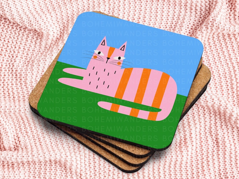 Mid-century Modern Cat Coasters – Groovy Retro Drinkware - Etsy