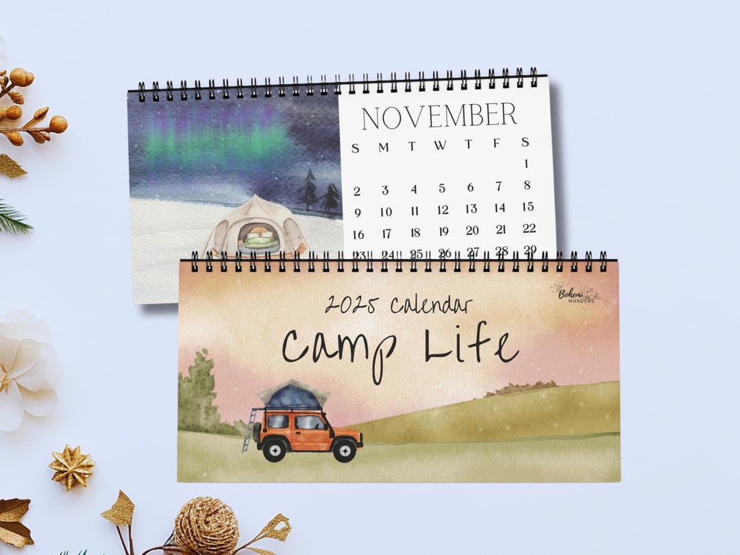2025 Camp Life Watercolor Desk Calendar, Gift for Hiking Camping ...