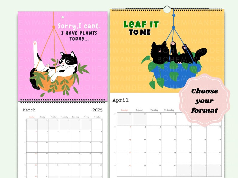 Funny Cats-in-plants Wall Calendar • Humorous Cat & Plant Puns Wall ...