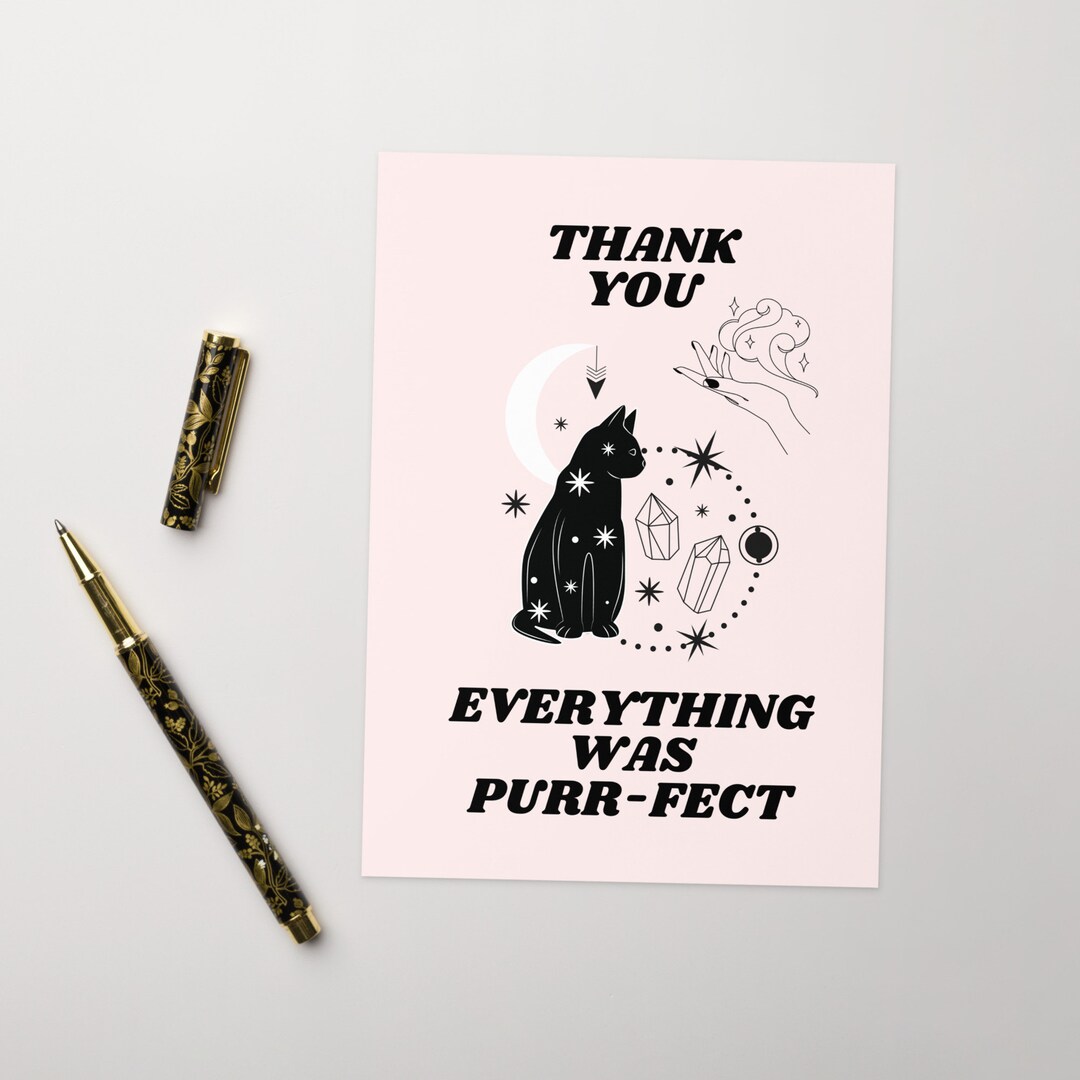Thank You Card, Mystical Cat Greeting Card, Download and Print ...