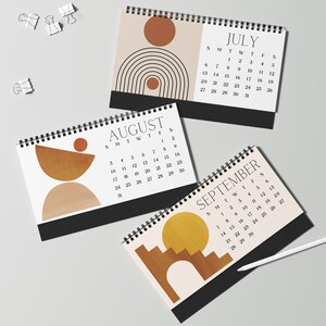 2025–2026 Mid Century Modern Desk Calendar – Minimalist Abstract Earthy ...