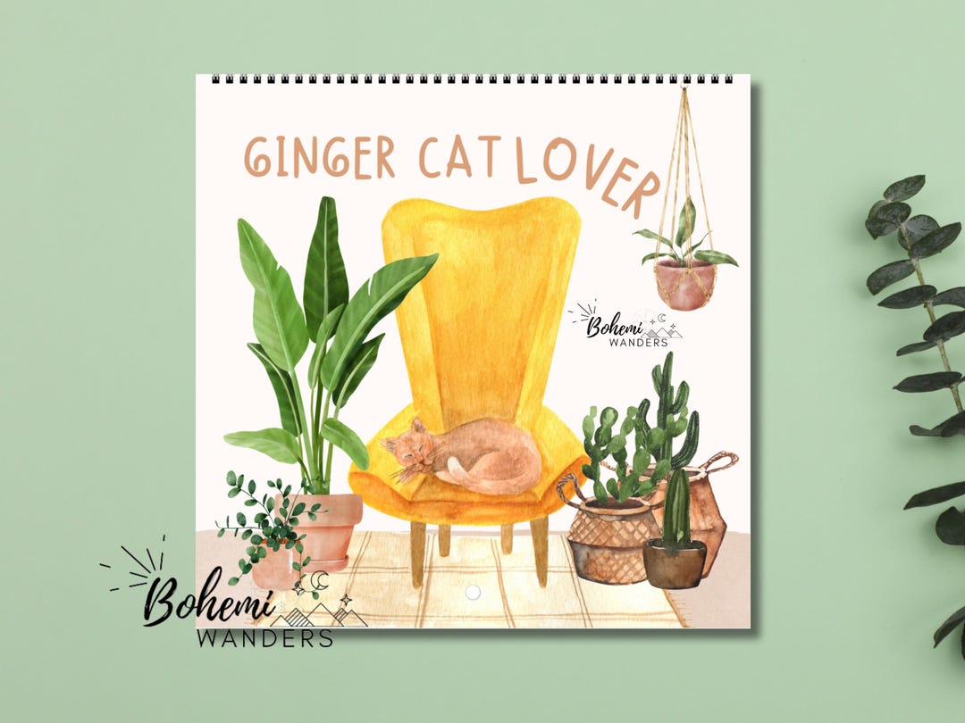 2026 2027 Ginger Cat Wall Calendar – Orange Tabby Cat Mid Year Calendar ...