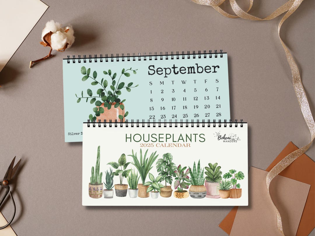 2025 Watercolor Houseplants Monthly Desk Calendar, Plant Lover Office ...