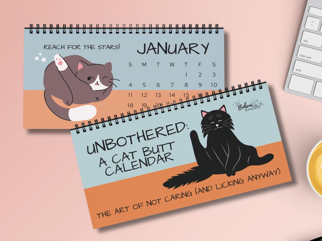 2026 2027 Cat Butt Desk Calendar – Funny & Inspirational Cats Licking ...