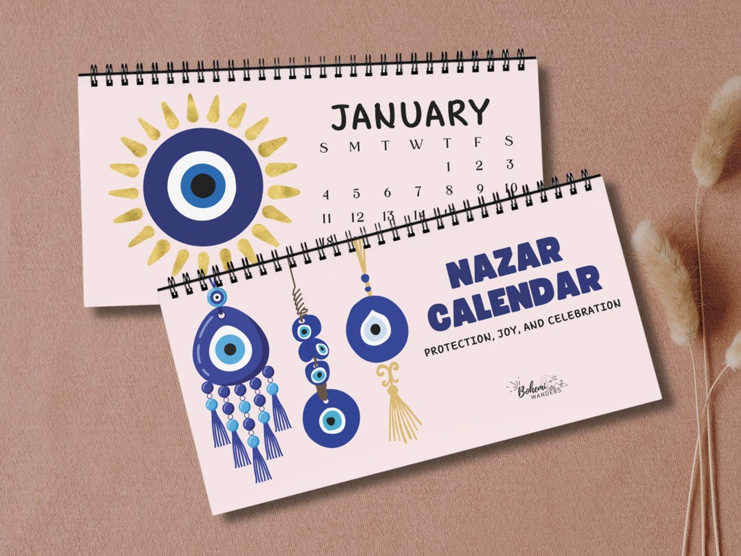 Nazar Evil Eye Desk Calendar 2026 – Spiritual Protection, Boho Home ...