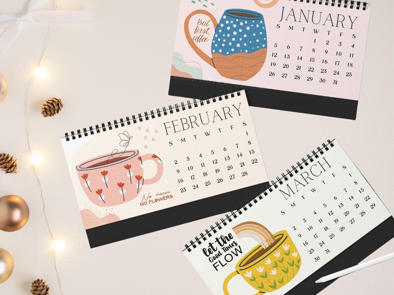Coffee Lover Desk Calendar – Inspirational Mantras, Retro Design - Etsy