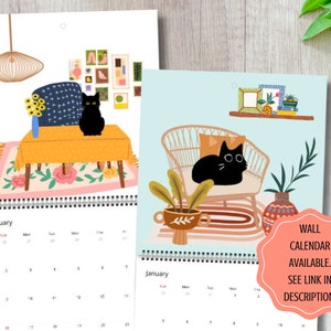2024-2025 Black Cats and Cozy Spaces Desk Calendar, Hygge Cat Desk ...