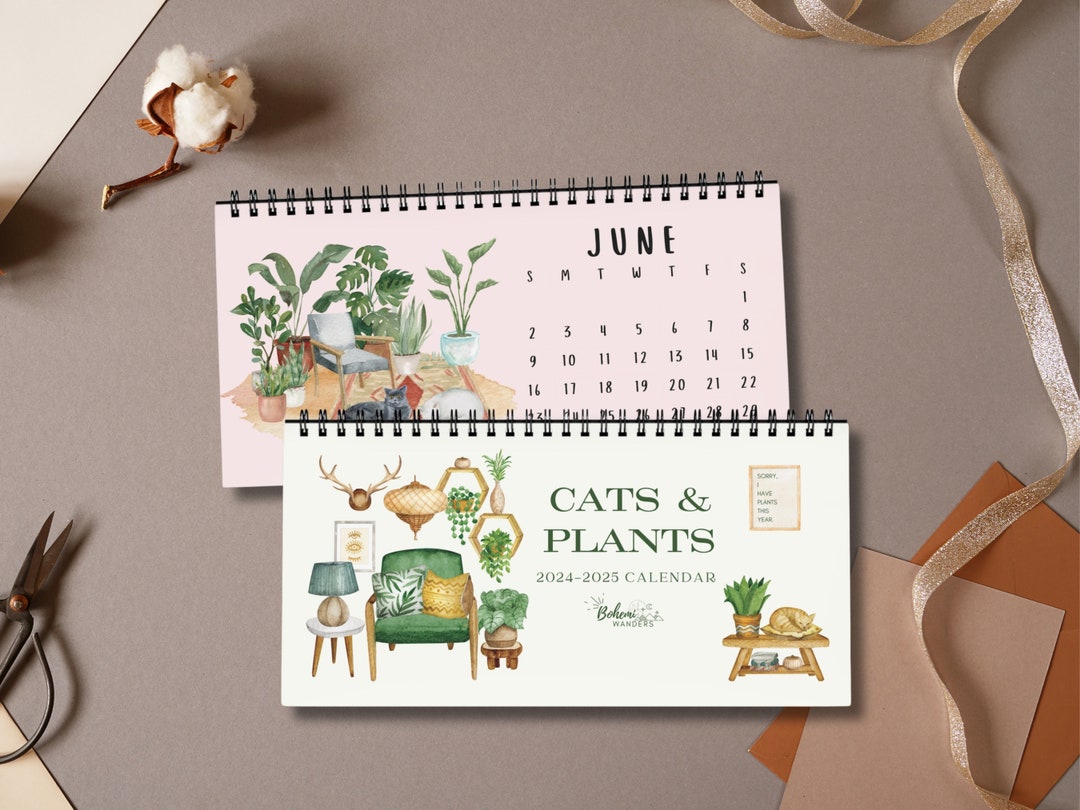 Cats and Plants 2024-2025 Mid-year Student Academic Desk Calendars ...
