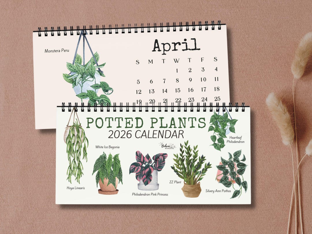 Watercolor Houseplant Desk Calendar – Potted Plant Art, Plant Lover ...