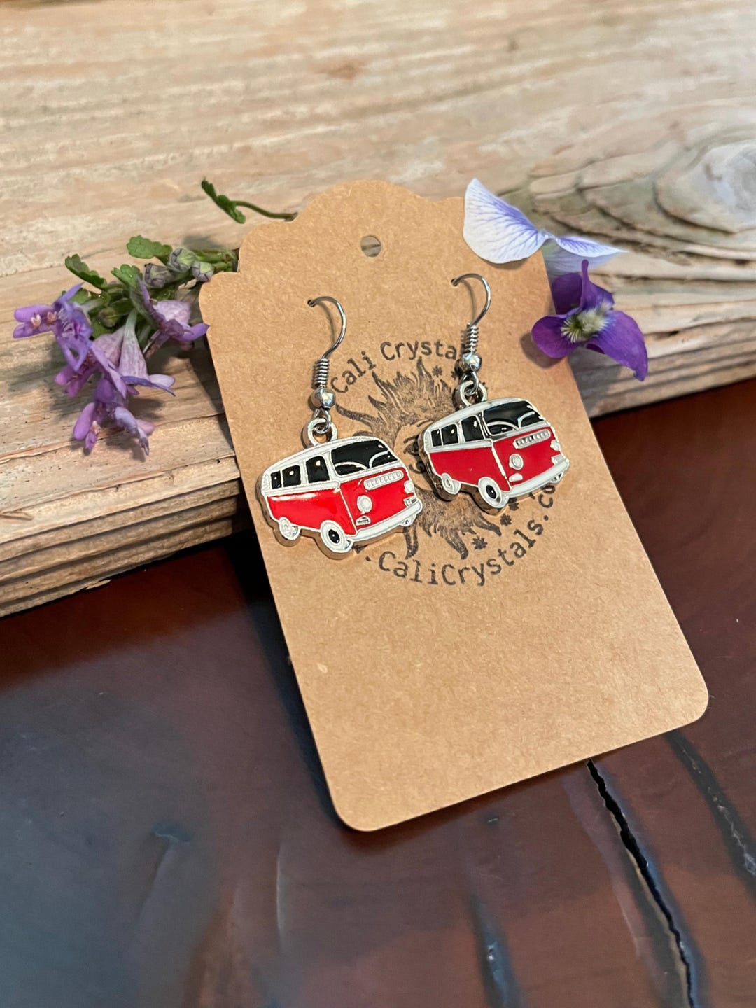 Retro Red VW Bus Earrings Camper Van Silver Tone Solid .925 Sterling ...
