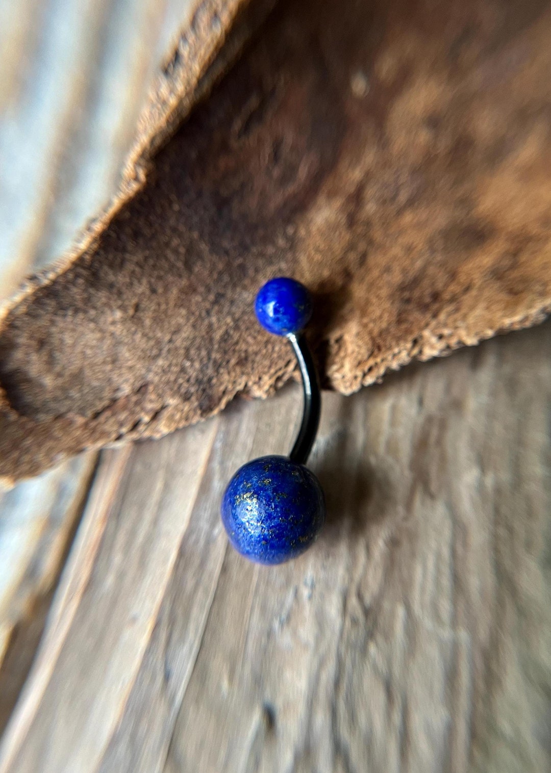 Pick Your Finish Titanium IP Lapis Lazuli Natural Stone Floating Belly ...