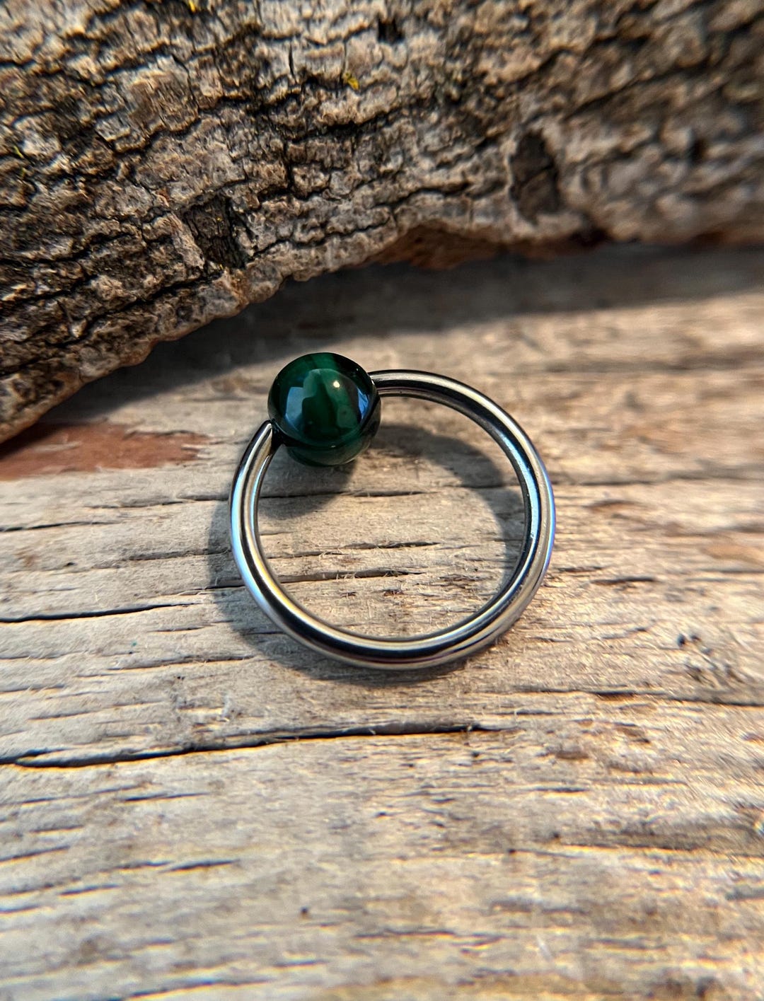 Genuine Malachite Captive Bead Ring, 316L Surgical Steel Piercing ...