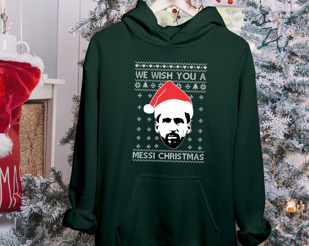 Messi Christmas Ugly Hoodie, Wish You Messi Christmas Printed Hoodies ...