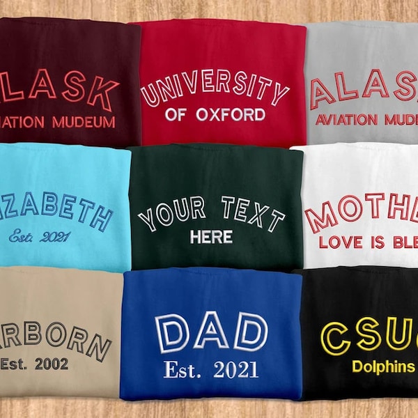 Embroidered College Sweatshirt - Etsy