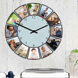 Personalised Photos Wall Clock, Custom Family Photo Printed Clock for ...