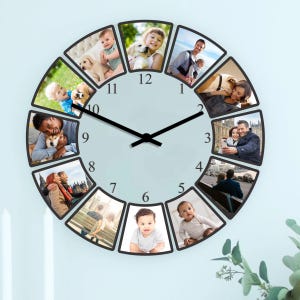 Personalised Photos Wall Clock, Custom Family Photo Printed Clock for ...