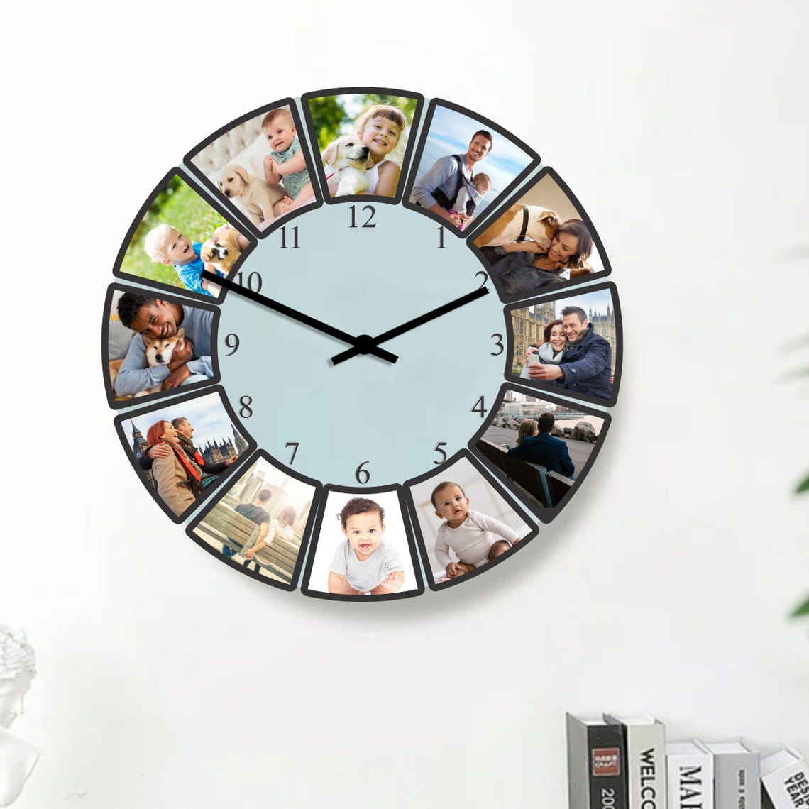 Personalised Photos Wall Clock, Custom Family Photo Printed Clock for ...