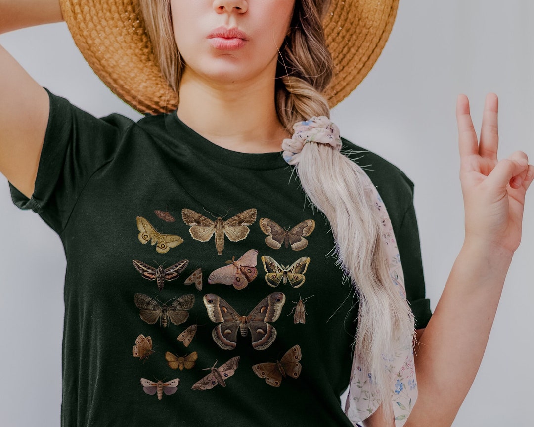 Moth Shirt, Aesthetic Moths Printed Nature Insect Tshirt, Comfort Color ...