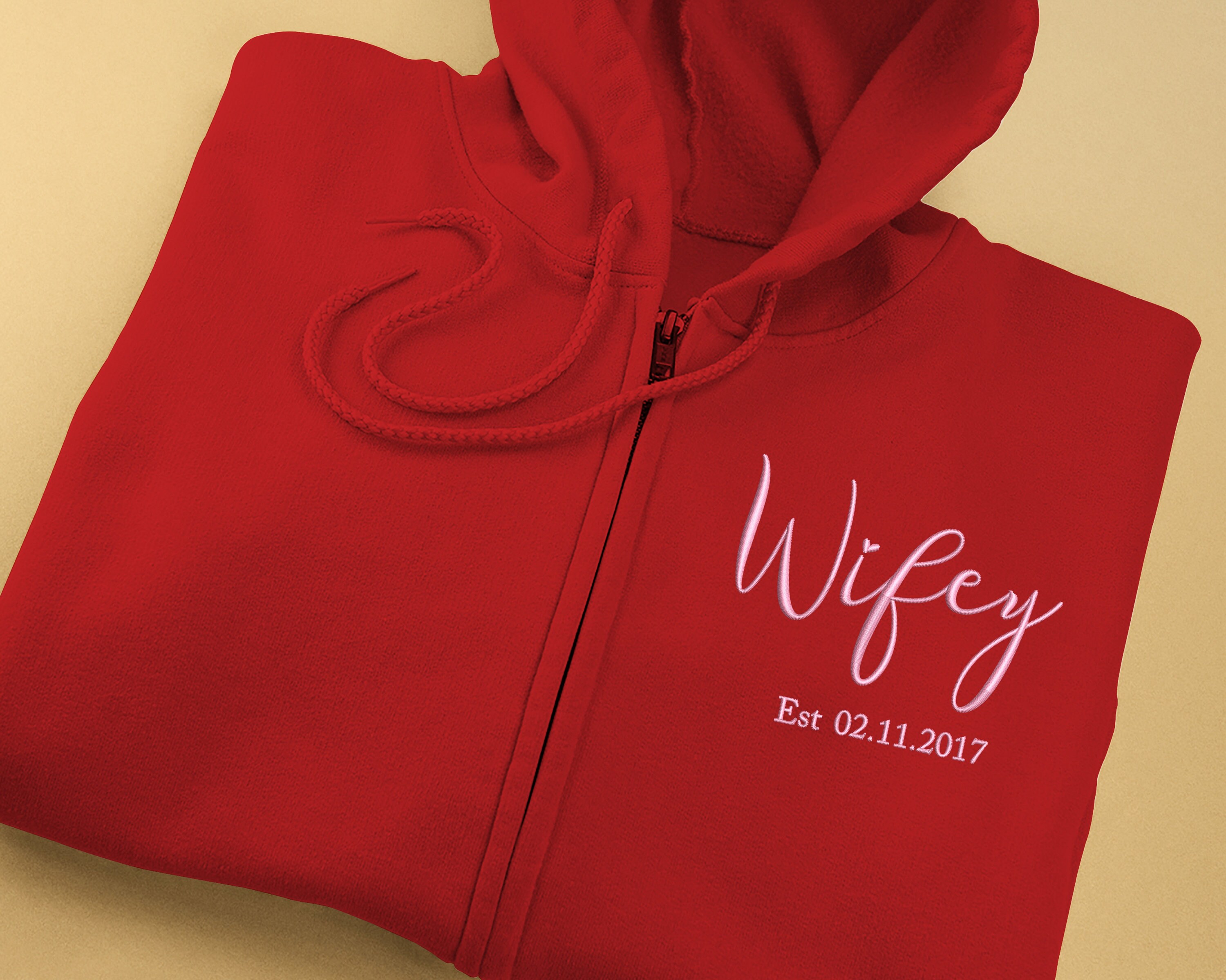 Wifey Embroidered Zip up Hoodie, Custom Matching Couple Hoody, 1st ...