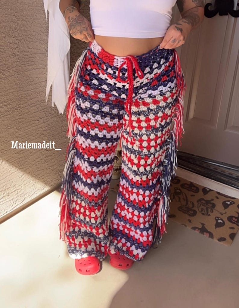 CROCHET FRINGE PANTS - Etsy