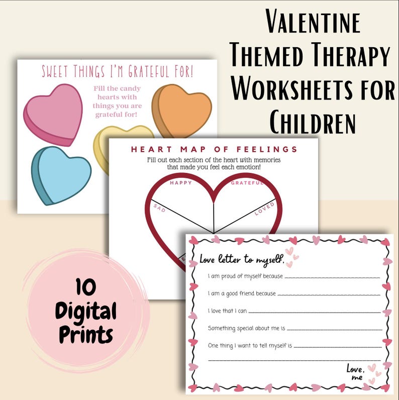 Valentine's Day Feelings & Affirmation Worksheets for Kids (instant ...