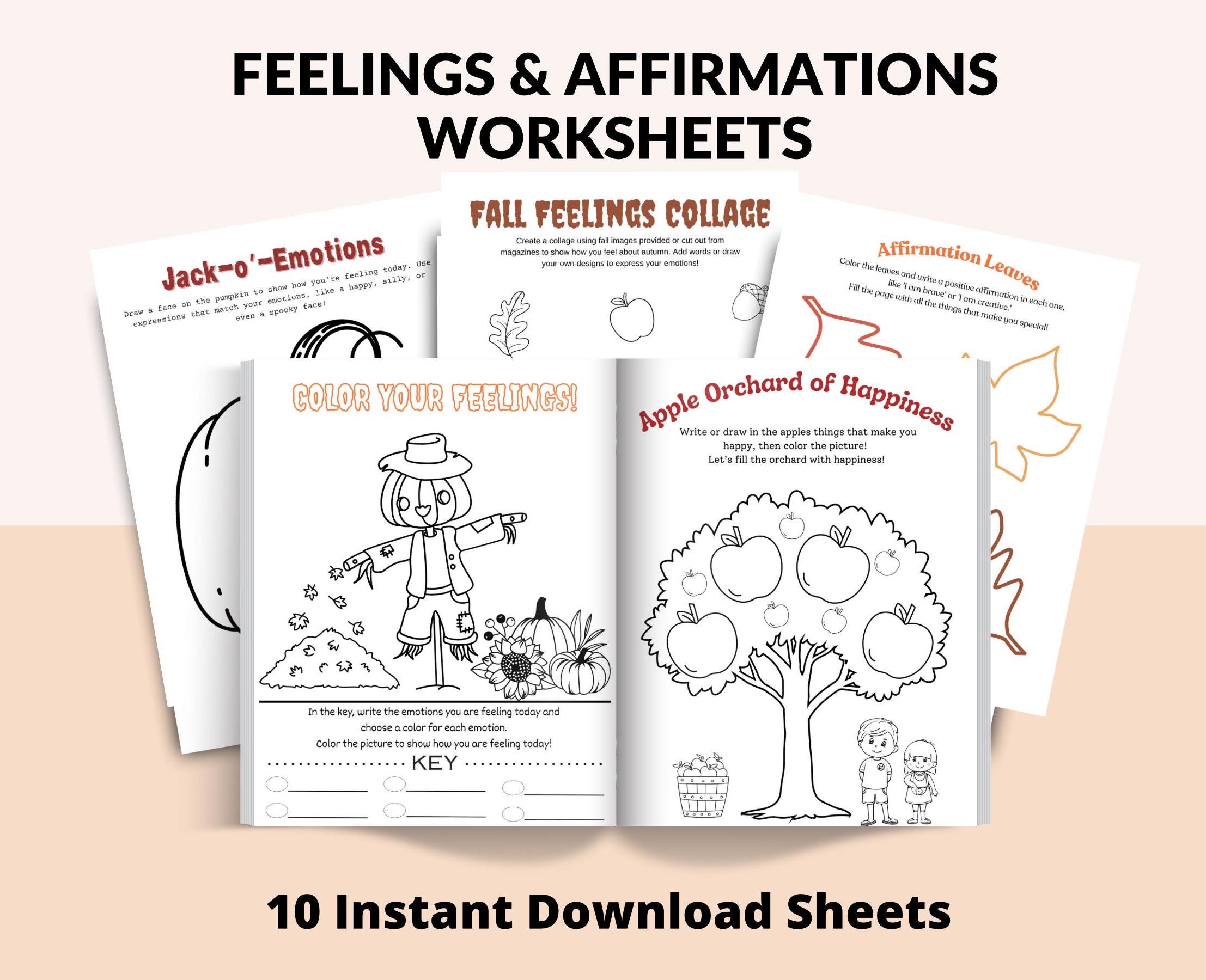 Fall Feelings & Affirmations Worksheets for Kids (digital Download) - Etsy