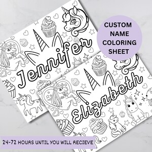Custom Name Coloring Sheet- Unicorn Cupcake Themed Coloring Worksheet ...