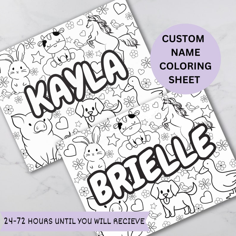 Custom Name Coloring Sheet for Kids! - Download & Print! - Etsy