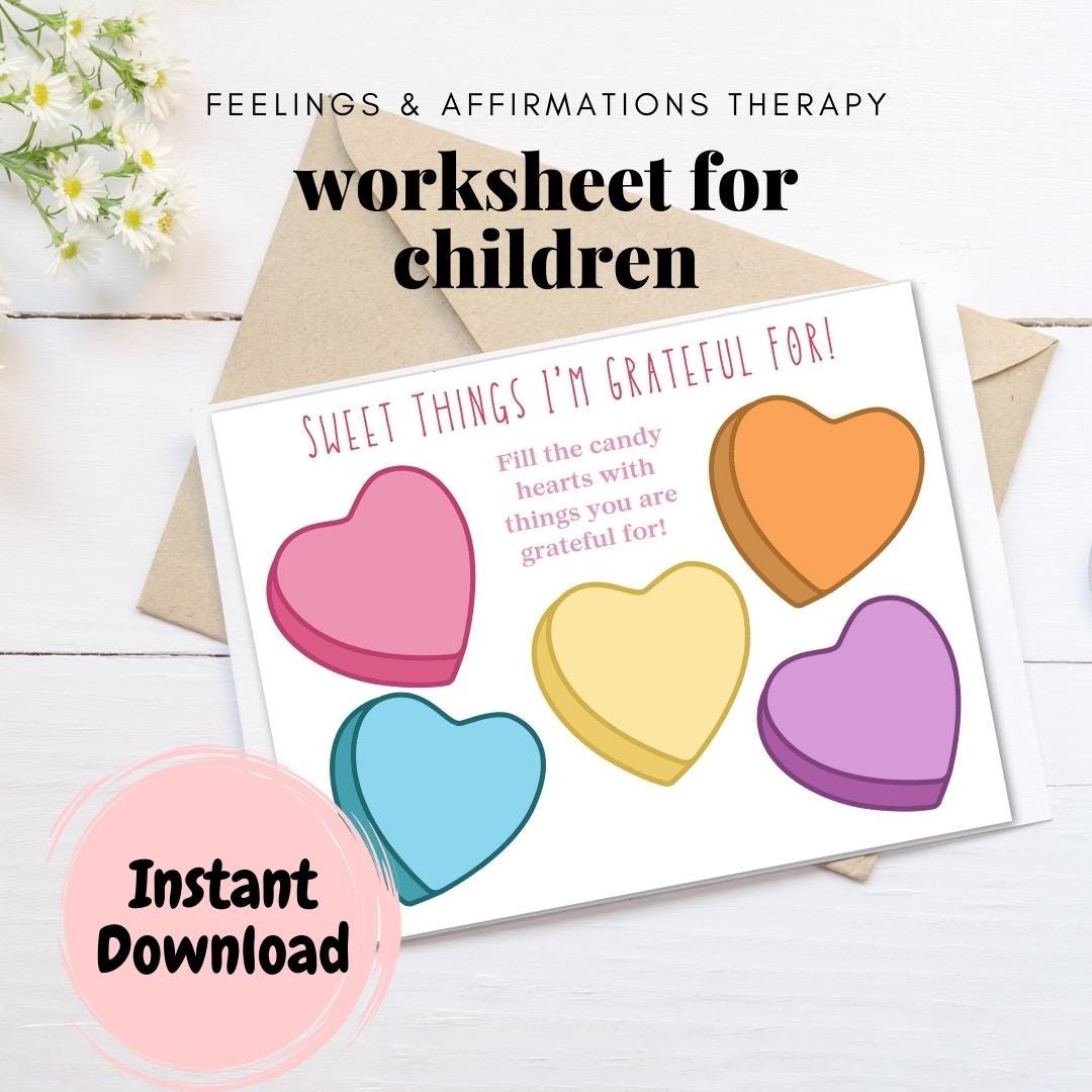 Valentine's Day Feelings Worksheet: Candy Heart Affirmations (digital ...