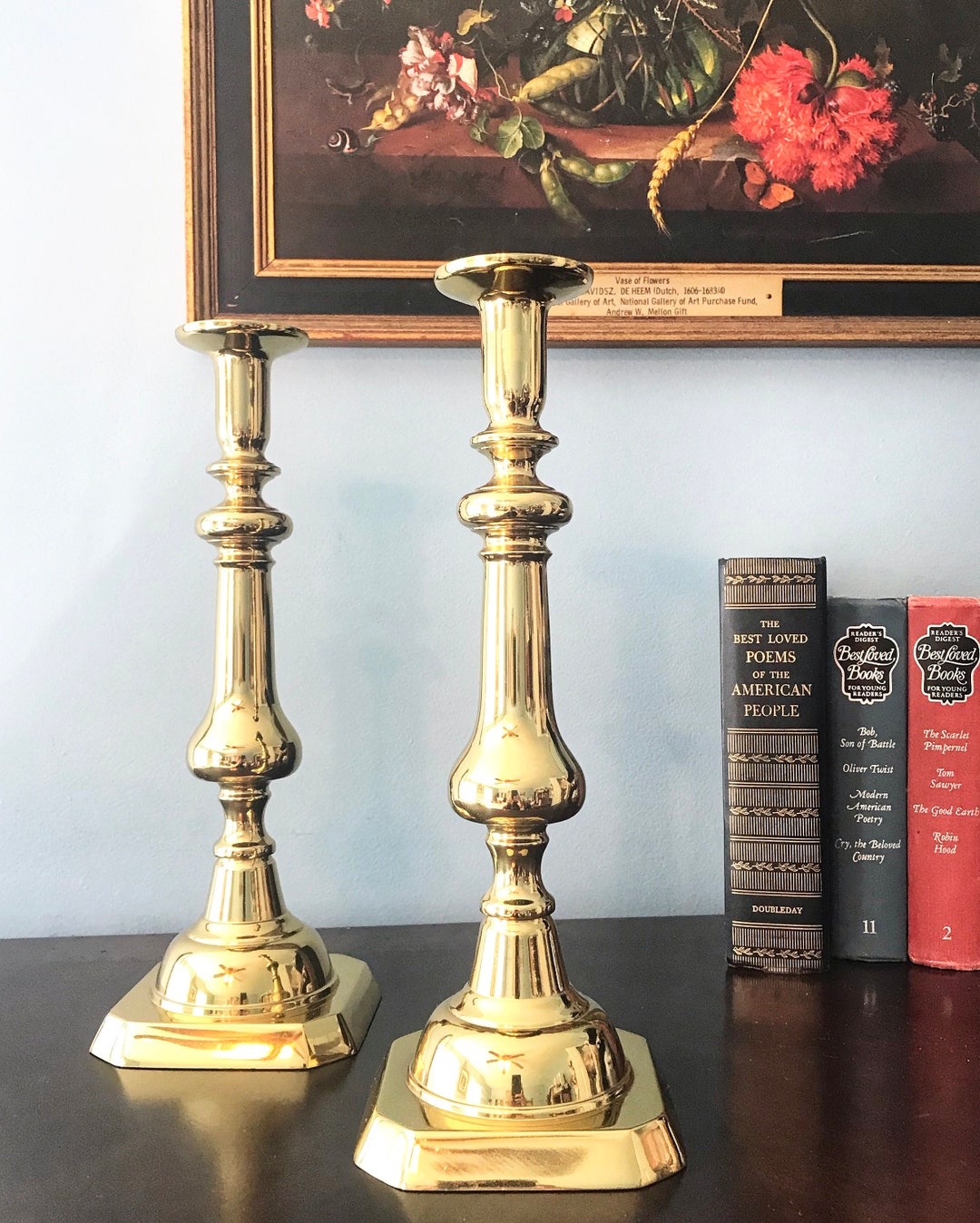 Set of Two Vintage Tall Harvin 3002B Heavy Brass Candlesticks - Etsy