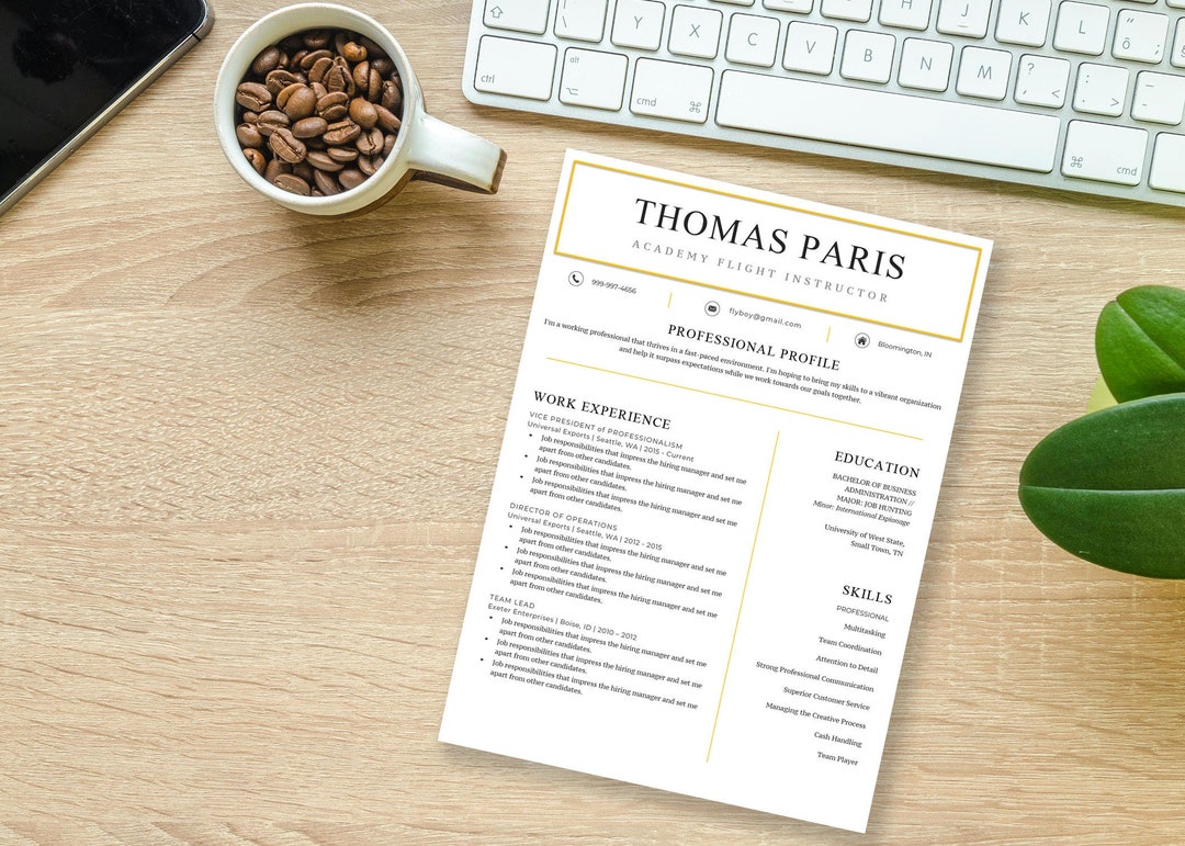 Creative Black and Gold Resume Template Set - Resume (1 & 2 Page ...