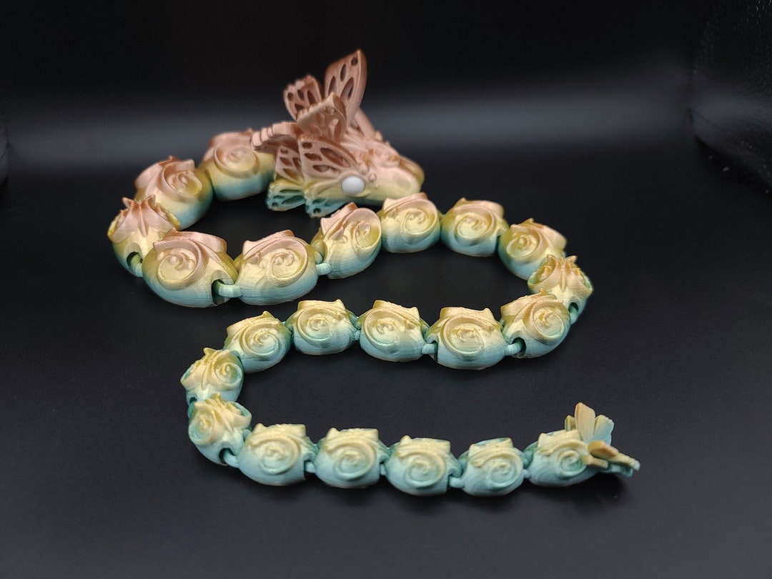 Butterfly Snake 28 in Rainbow 3D Printed Fidget Toy Flexi Toy Snake ...