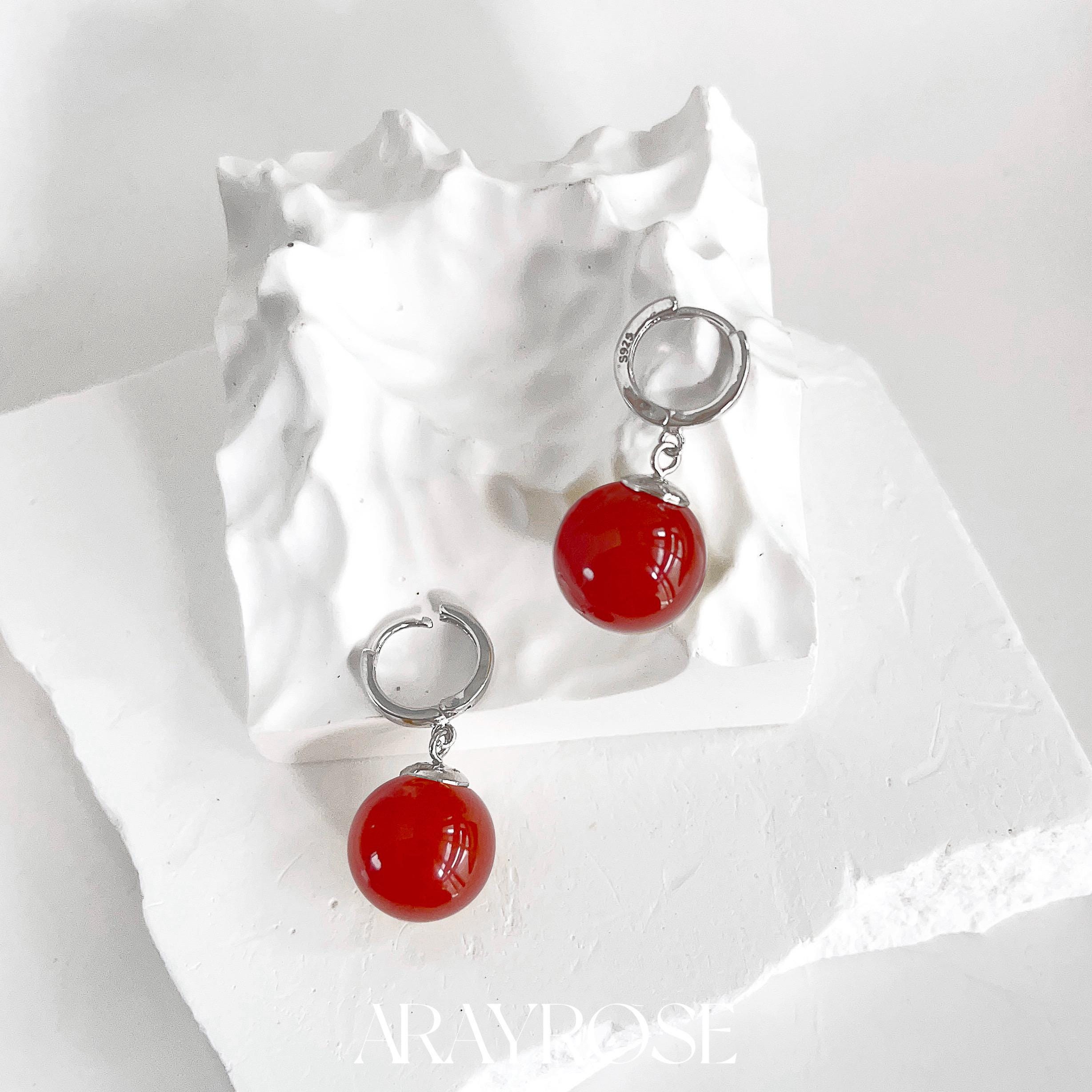 Potara Earrings, Green Yellow Black Red Natural Stones, Anime Earrings ...